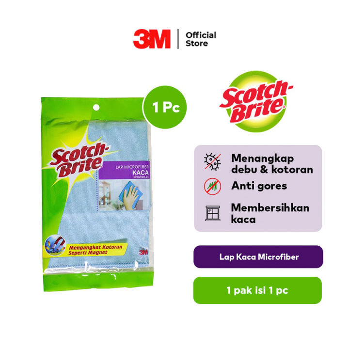3M Scotch-Brite Lap Kaca Microfiber ID 81 30cm x 30cm /Mengangkat debu ...