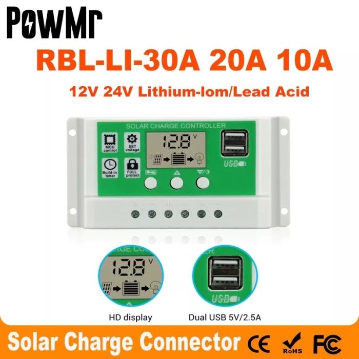 Solar Charge Controller PWM 10A / 20A / 30A Lithium 12V / 24V | Lazada Indonesia