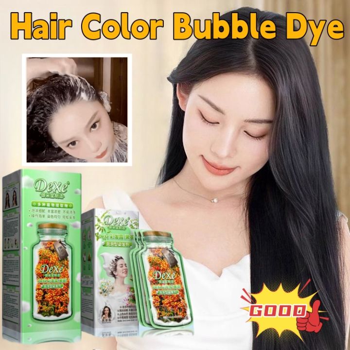 Plant bubble dyeing Dexe Botanical Gray Hair Covering Conditioning ...