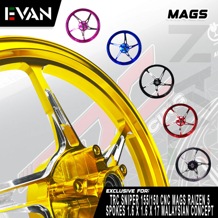 EVAN.PH TRC CNC Mags Raizen 5 Spokes 1.6 x 1.6 x 17 For Sniper 155/150 ...