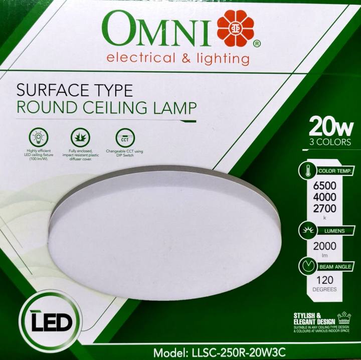 OMNI LED Surface Ceiling Lamp 10W 20W 30W Tri-color select thru DIP ...