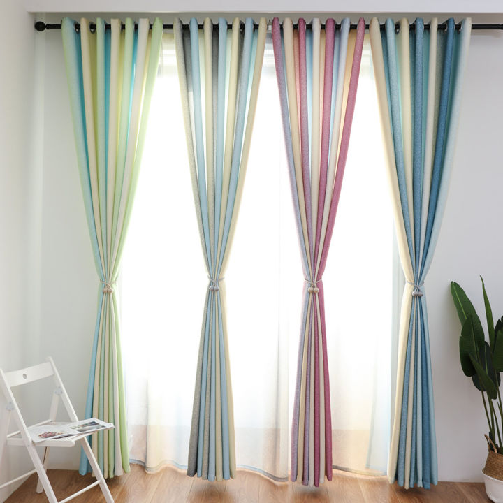 Window Drapes Tear-Resistant Detachable Gradient Semi Shading Bright ...