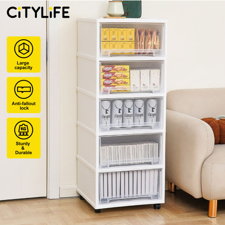 Citylife 4/5 Tier Storage Drawer Cabinet Movable Drawer Cabinet W/O ...