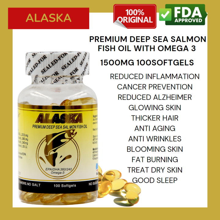 ORIGINAL AUTHENTIC Alaska Premium Deep Sea Salmon Fish Oil with Omega-3 ...