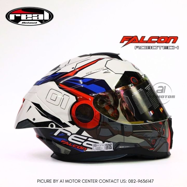 หมวกกันน็อค REAL รุ่น Falcon รุ่น Robotech ชิวปรอทบาง รองรับการติดตั้ง ...
