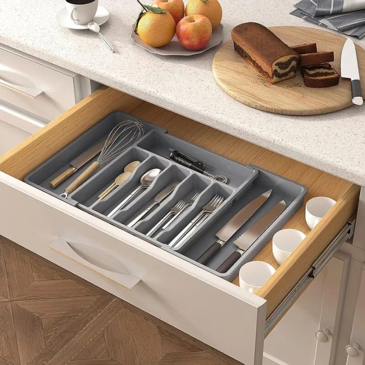 Expandable Utensils Tray Kitchen Cutlery Storage Box Knife Holder ...