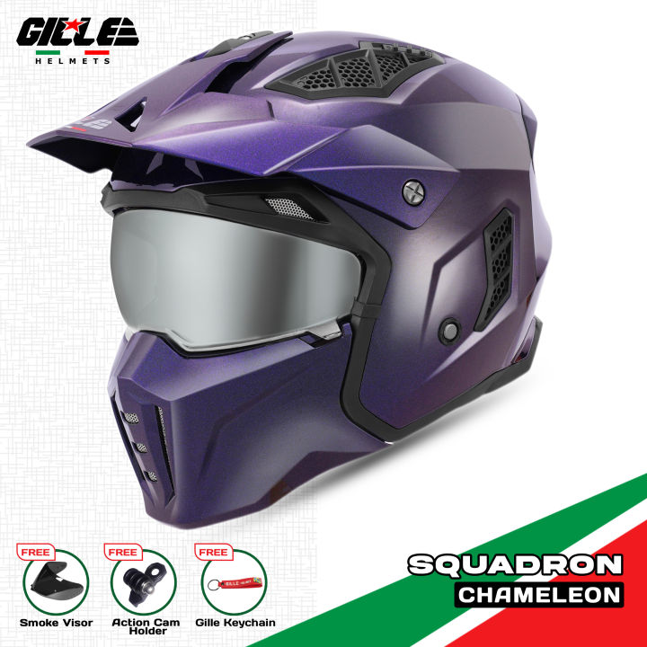 Gille Squadron Solid Full Face Dual Sports convertible to Half Face ...