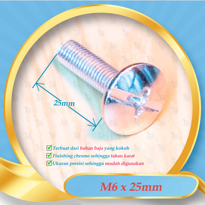 Baut BAJA M6 x 25mm untuk plat nomor motor honda dan yamaha . baut TJP ...