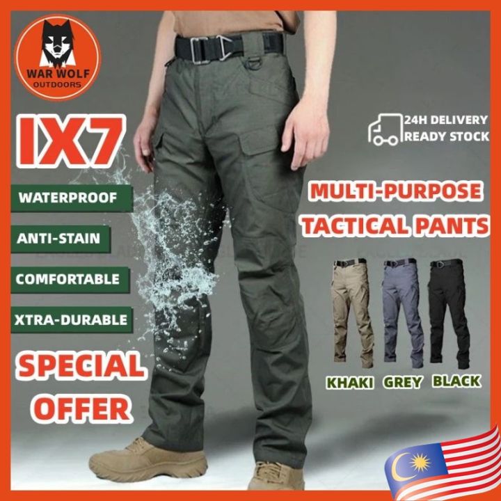 IX7 Men's Tactical Pants Outdoor Pants Korean Casual Straight Leg Multi-pocket Military Pants ...