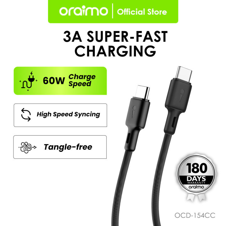 Oraimo Data Cable Type-C FastLine 2 Kabel Fast Charging 5V 3A 60W ...