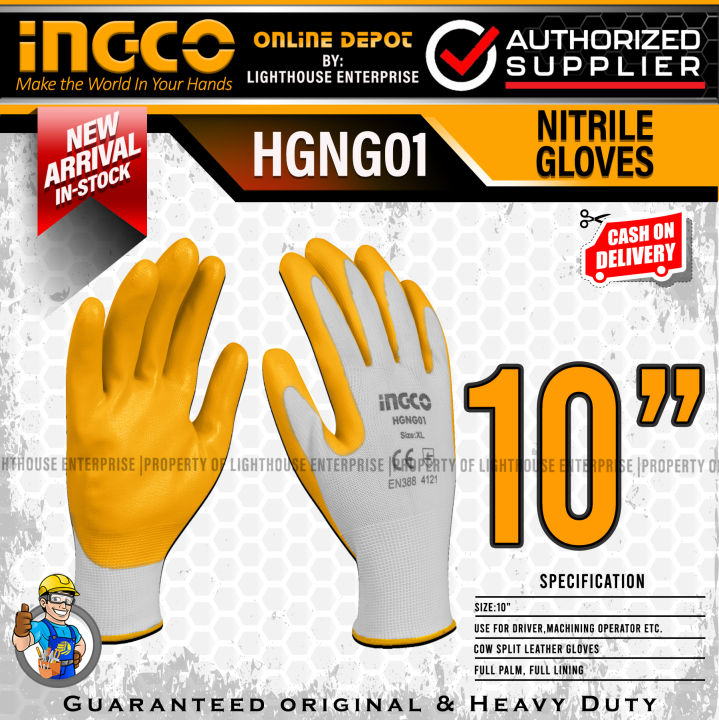INGCO 10" Nitrile Gloves (HGNG01) LIGHTHOUSE ENTERPRISE | Lazada PH