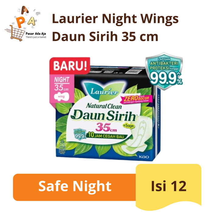 Laurier Natural Clean Night Daun Sirih Pembalut Wing 35 cm Isi 12 ...