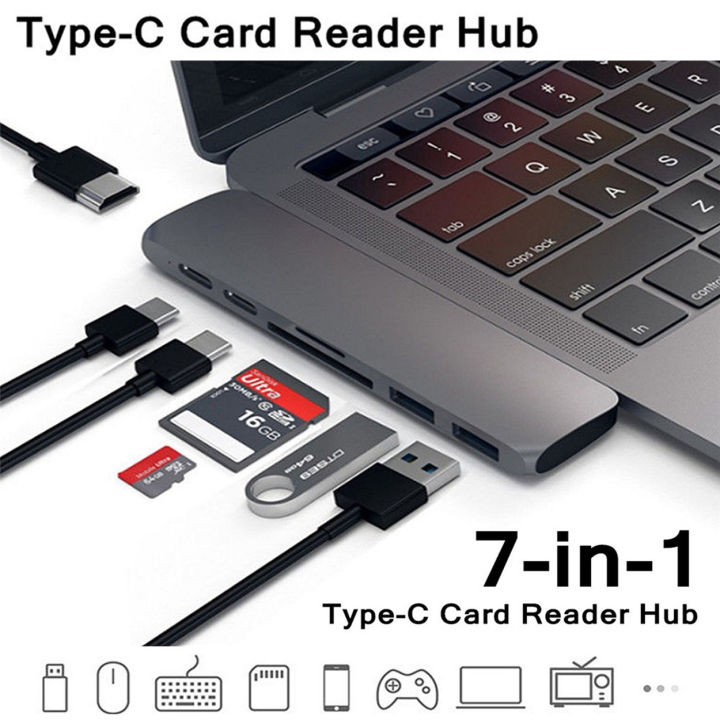 7 IN 1 Type-C HD 4K Card Reader USB Hub Multifunctional Hub USB3.0 Type ...