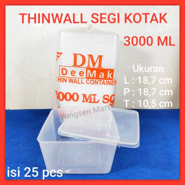 Thinwall DM SQ kotak 3000 ml kotak plastik tempat makanan microwave ...