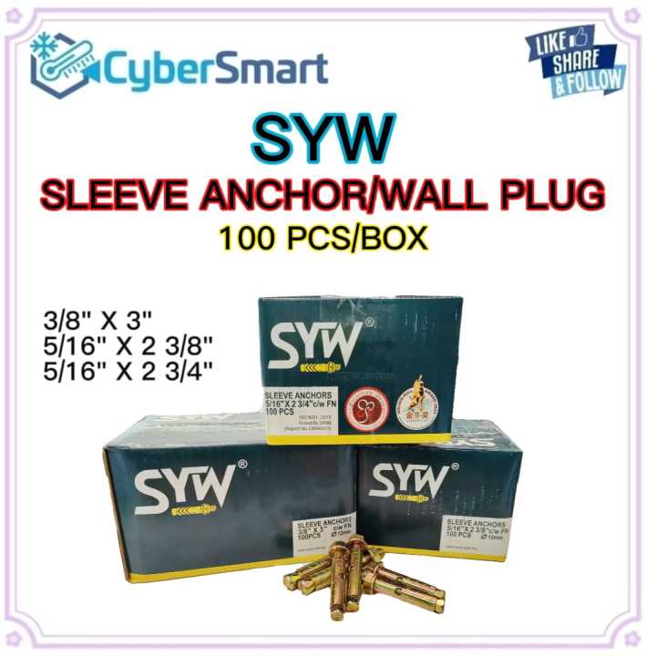 SYW Sleeve Anchor Metal Wall Plug Screw Wall Plug Besi Skru Wall Screw ...