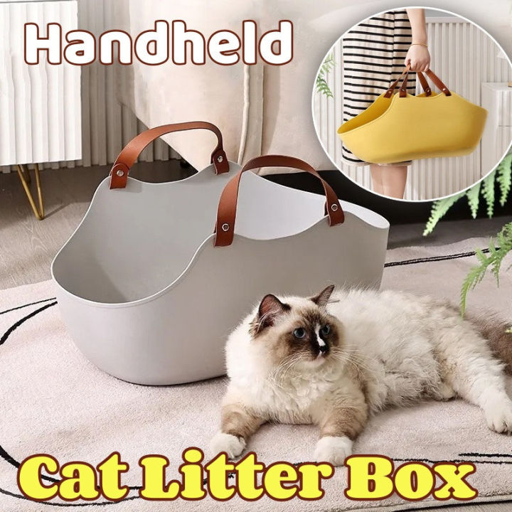 Handheld Large Cat Litter Box Portable And Open Cat Litter Pot Anti ...