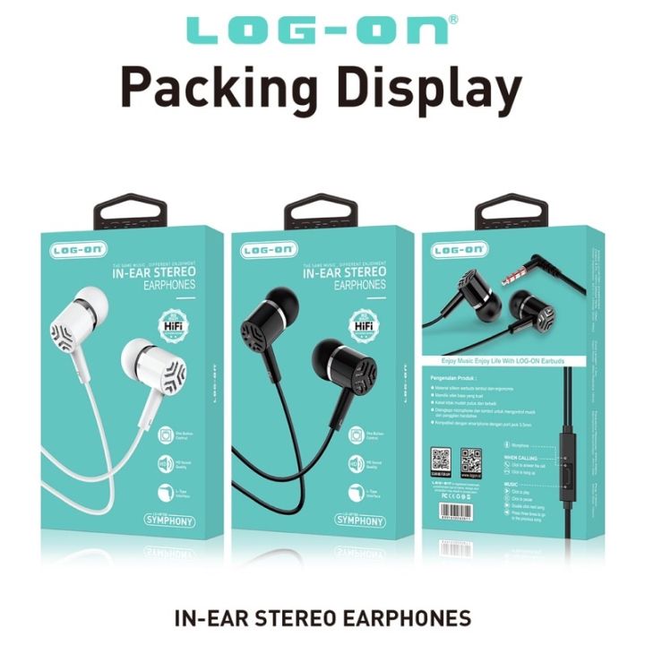 ( LOG-ON)- HANDSFREE HEADSET LOG-ON LO-HF780 SYMPHONY STEREO EARPHONE ...