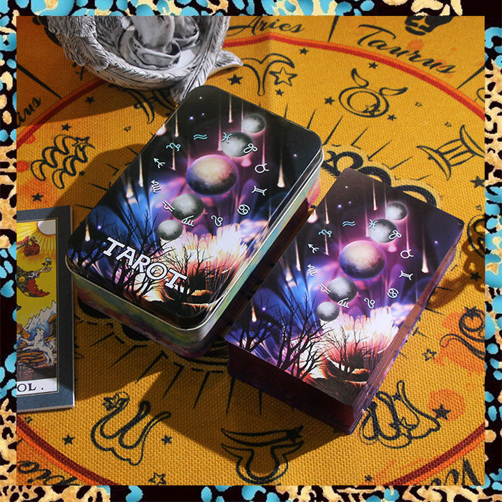 Planet Tarot Card in a Tin | Big Size 12x7cm | Gilded | Fortune Telling ...