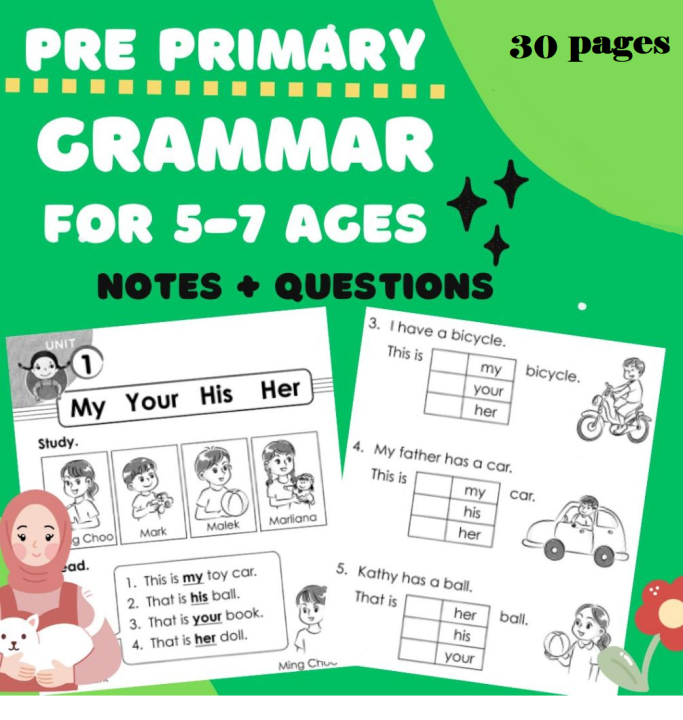 Pre Primary Grammar worksheet I Kindergarten English grammar practice ...