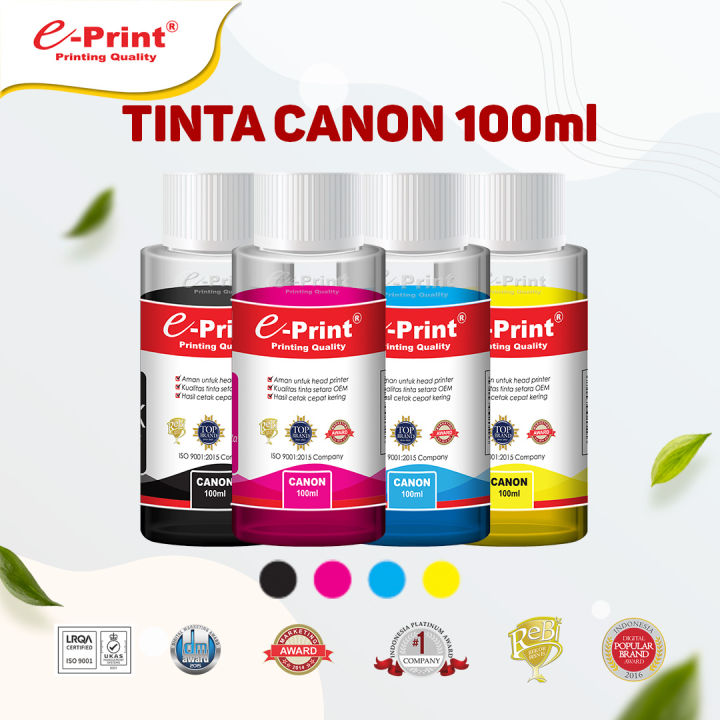 E-Print Tinta Printer Canon 100ml Universal Black & Color Compatible 1 ...