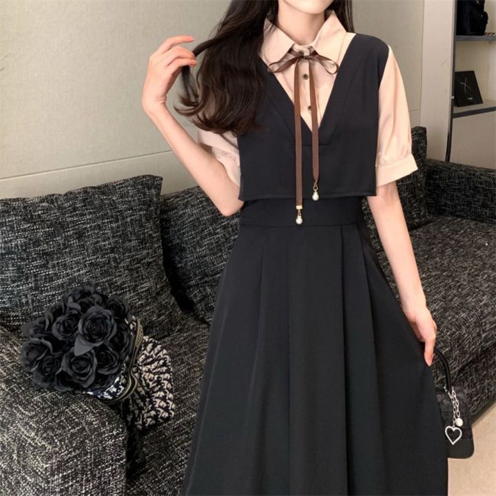 WENQUE Thick Twill French Dress Multicolor Corduroy Fake Two Piece ...