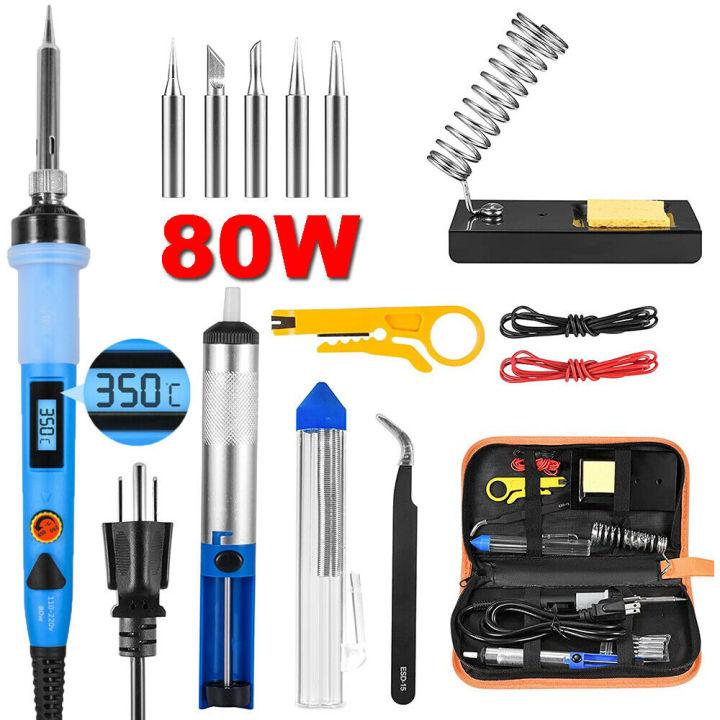 Soldering Iron Kit, 80W 220V Digital LCD Solder with ON/OFF Switch ...