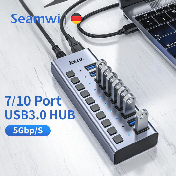Seamwi USB HUB Combo Splitter7/10 Portอะแดปเตอร์ฮับ ยูเอสบี ตัวอ่าA30 ...