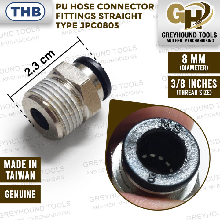 THB Polyurethane Hose Connector Fittings | Straight Type | Male | 8mm x ...
