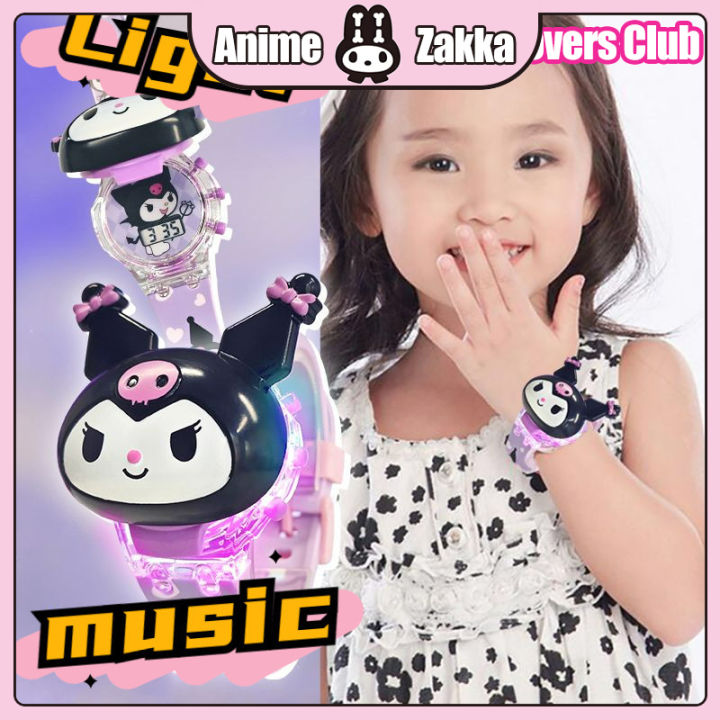 Sanrio Kids Watch Girl Cute Electric Watch Kuromi Melody Glowing Music ...
