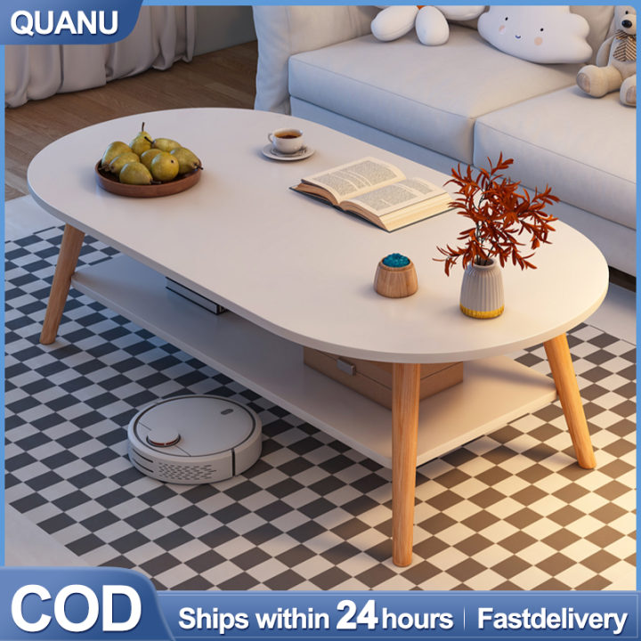QUANU Double layer Coffee Table Modern Living Room Sofa Side Table ...