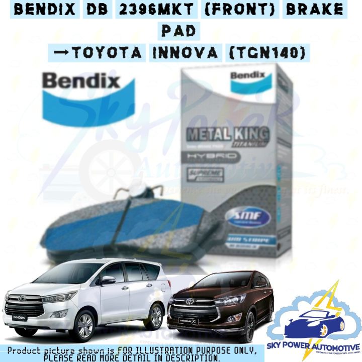 TOYOTA INNOVA (TGN140) FRONT DISC BRAKE PAD (DB2396MKT) BENDIX METAL ...