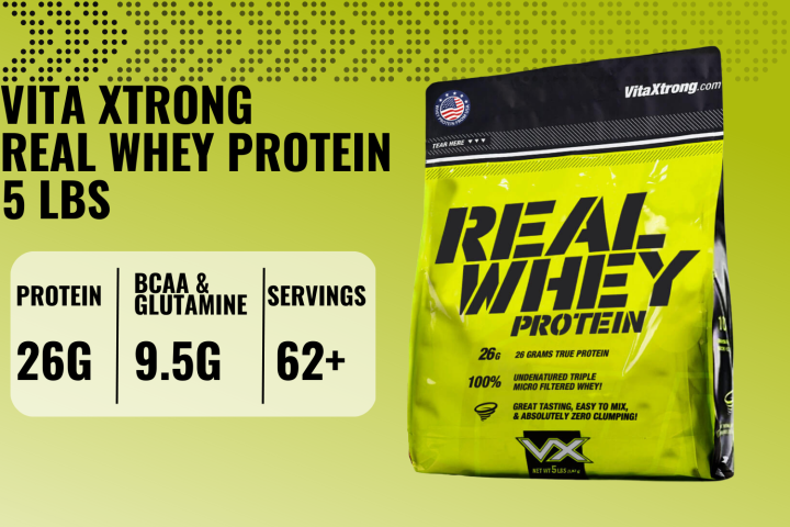 100% REAL WHEY PROTEIN 5lbs 2.3kg 62 servings IMPROVED taste Vitaxtrong ...