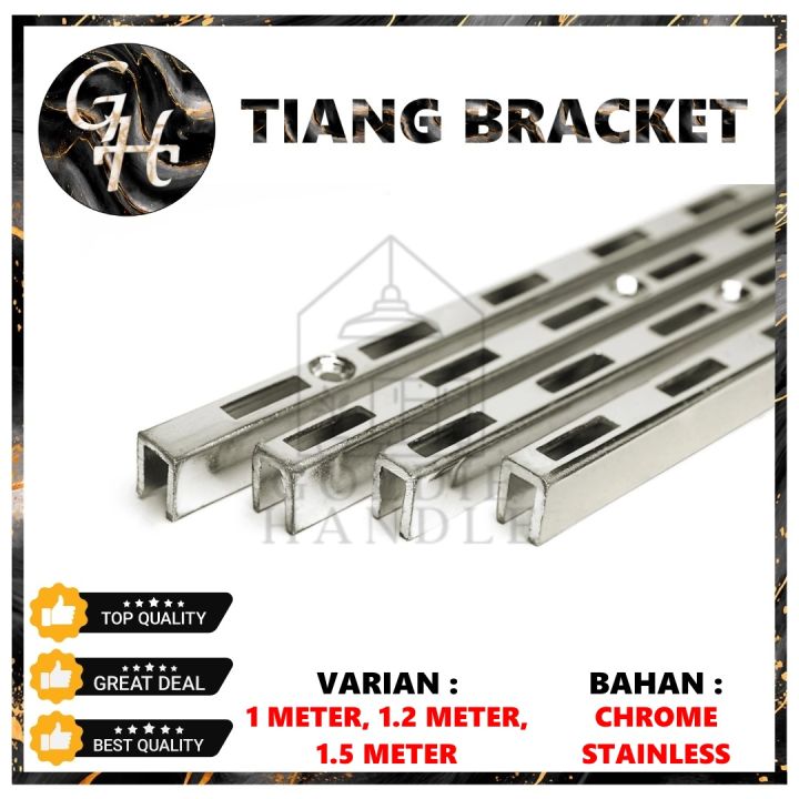 Tiang Bracket Braket Stainless Rak Dinding Display Penyangga Rak dan ...