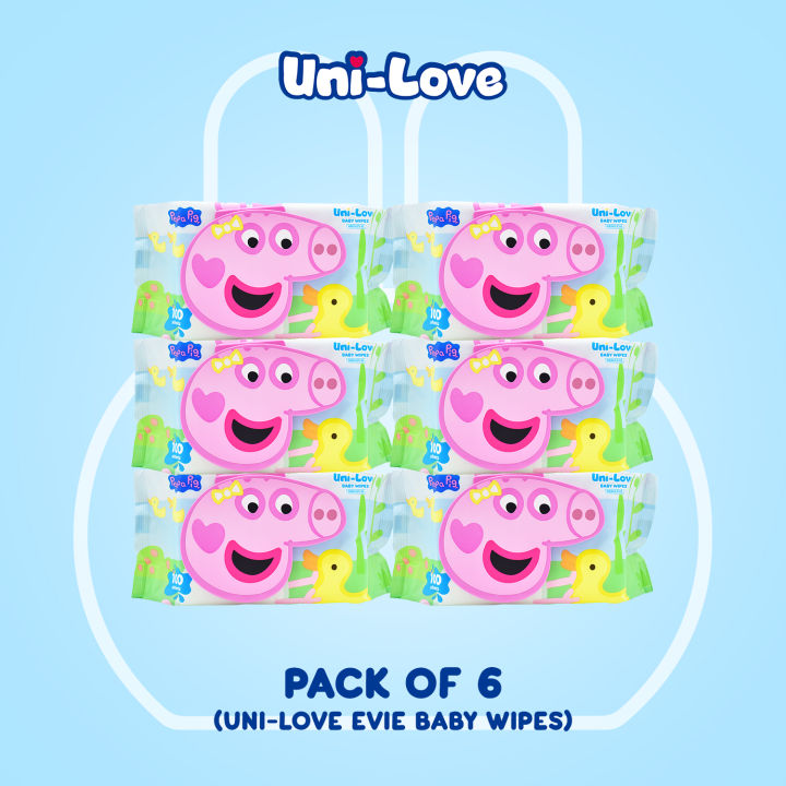 Uni-Love x Peppa Pig Baby Wipes 100's (Baby Evie) Pack of 6 | Lazada PH