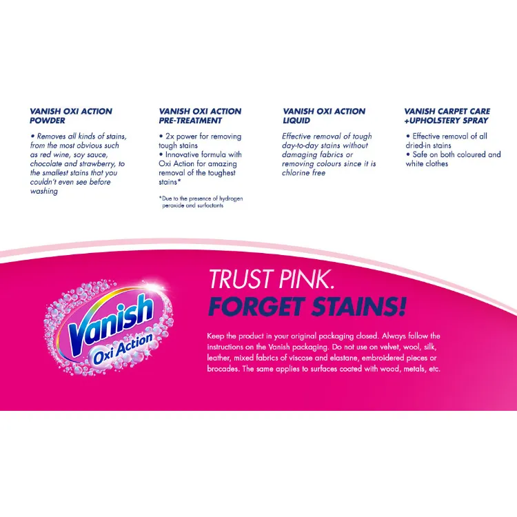 Vanish Crystal White Fabric Clothes Stain Remover Liquid 1L/1L x6 | Lazada