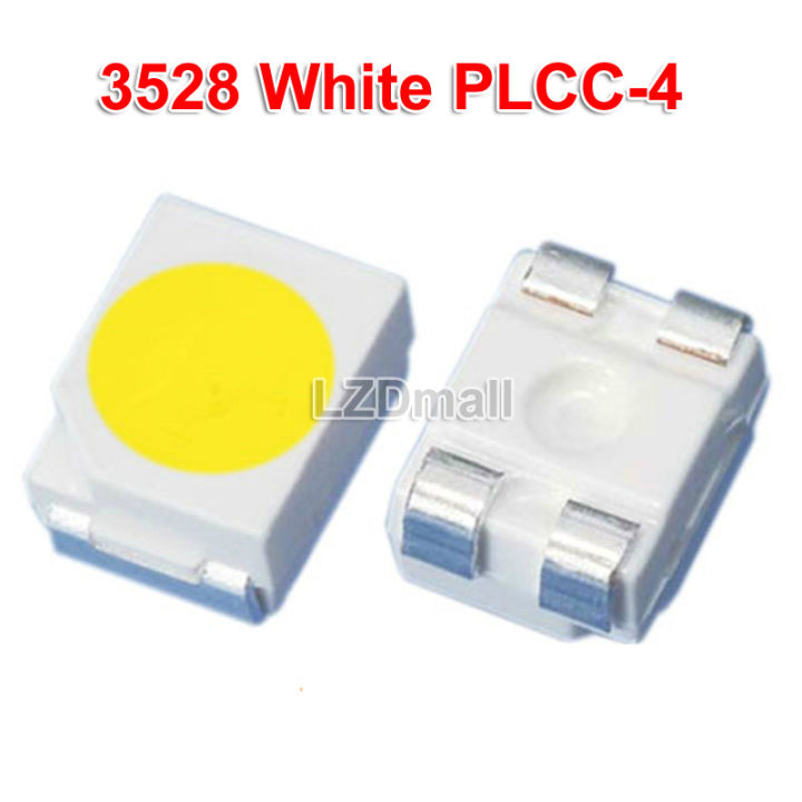100Pcs 3528สีขาว SMD LED Common Anode 1210 3V 20mA SMT PLCC-4 Super ...