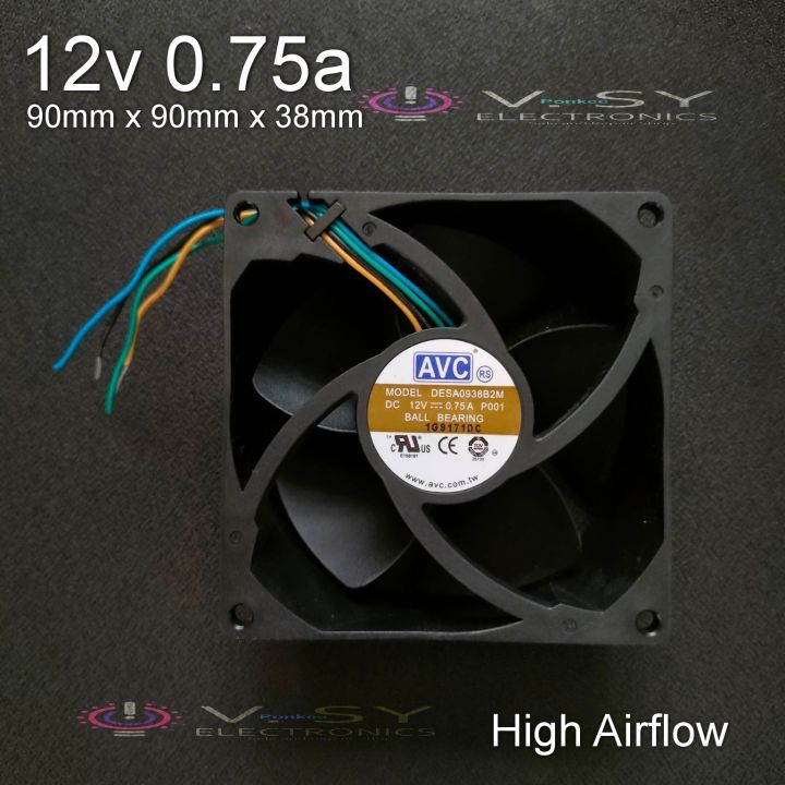 Original AVC High Speed 12v dc 0.75a Blower Fan Exhaust Fan Cooler 12 ...