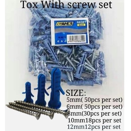 1SET/PACK Tox With screw size:(6#50set,8#50set,10#50set,12#25set ...