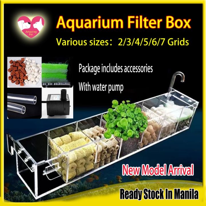 Fast send 2-6 Grids Aquarium External Filter Box Fish Tank Filter Box ...