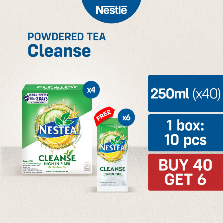 [BUY 40 GET 6] NESTEA Cleanse Green Tea with Fiber 250ml - Pack of 40 ...