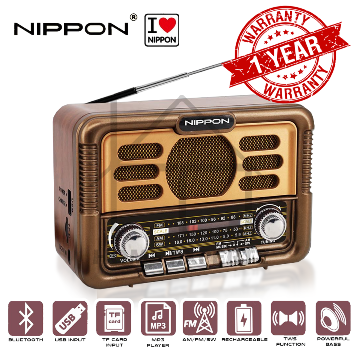 NIPPON RECHARGEABLE 3 BAND RADIO WITH FM RADIO USB TF CARD PLAYBACK ...