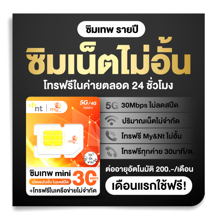 ซิมเทพ Mini จิ๋วแต่แจ๋ว แรง 30Mbps เน็ตไม่อั้น โทรฟรีทุกเครือข่าย 30 นาที/เดือน ใช้งานบนคลื่น ...