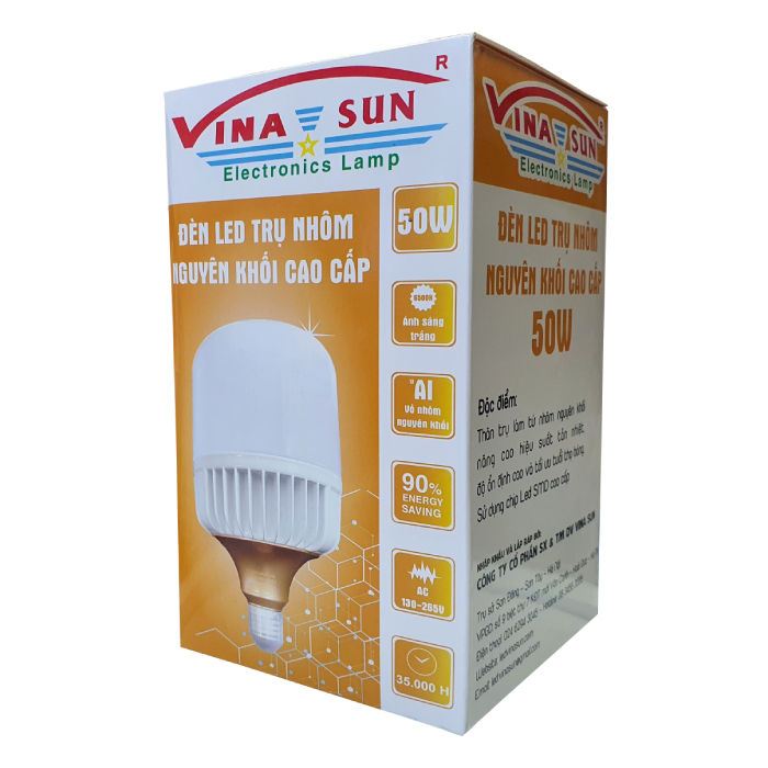 Bóng đèn led trụ 50W nhôm nguyên khối tản nhiệt cao cấp Vina Sun ...