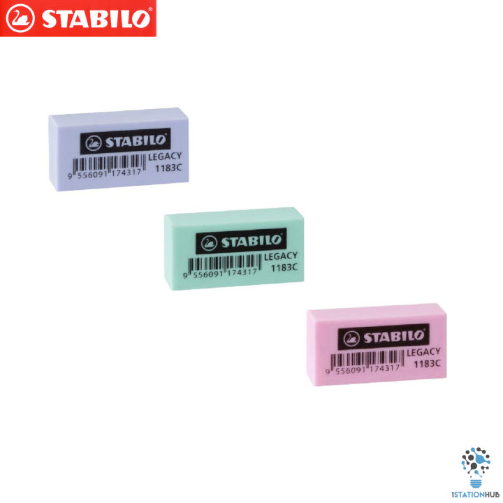 Stabilo Legacy Pastel Colour Eraser - Small | PVC Erasers | Green Pink ...