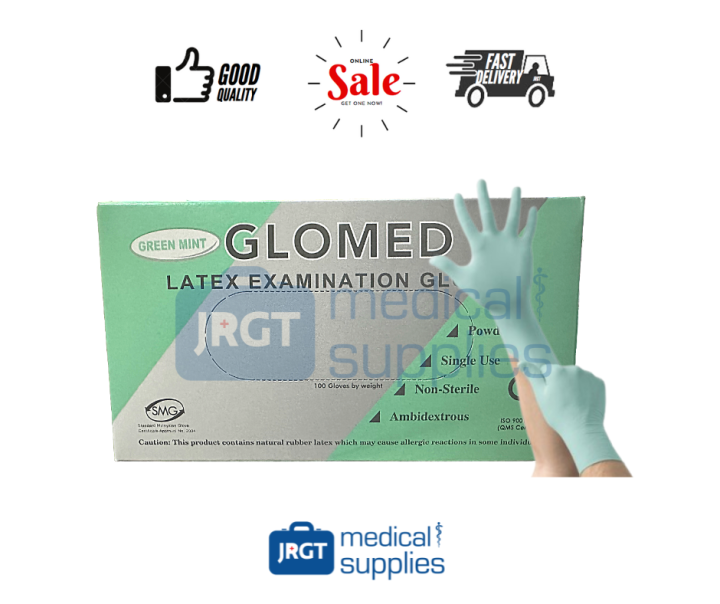 Glomed Mint-Green Latex Disposable Examination / Surgical Gloves (1 box - 100pcs): Superior ...