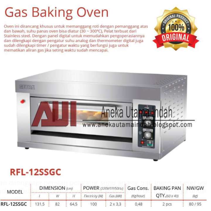 DISKON 70% GAS BAKING OVEN GETRA RFL-12SS / RFL-12SSGC 1DECK 2LOYANG ...