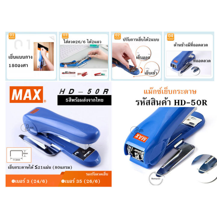 [MAX HD-50R] เครื่องเย็บกระดาษ MAX HD-50R แม๊กซ์ พร้อมที่ถอดลวด ใช้กับ ...
