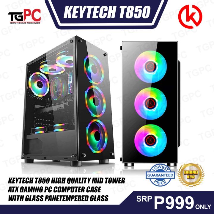 Keytech T850 High Quality Mid Tower ATX Gaming PC Computer Case with ...