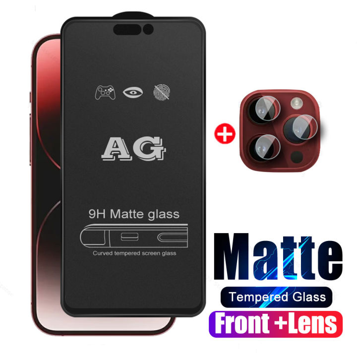 Matte Glass 2in1 For iPhone 15 Pro Max 9H Tempered Glass iPhone 15 Plus ...