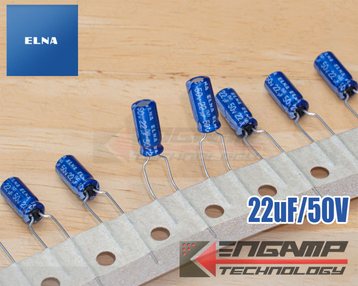 (10ตัว) [E-CAP] 22uF/50V ELNA ขนาด 5x11mm P=5mm หรือ 6x8mm P=3mm ...